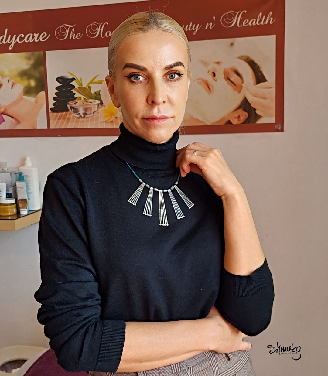 Necklace 1065N simona, a Short Necklace, on Cord, Metal Components, Big ...