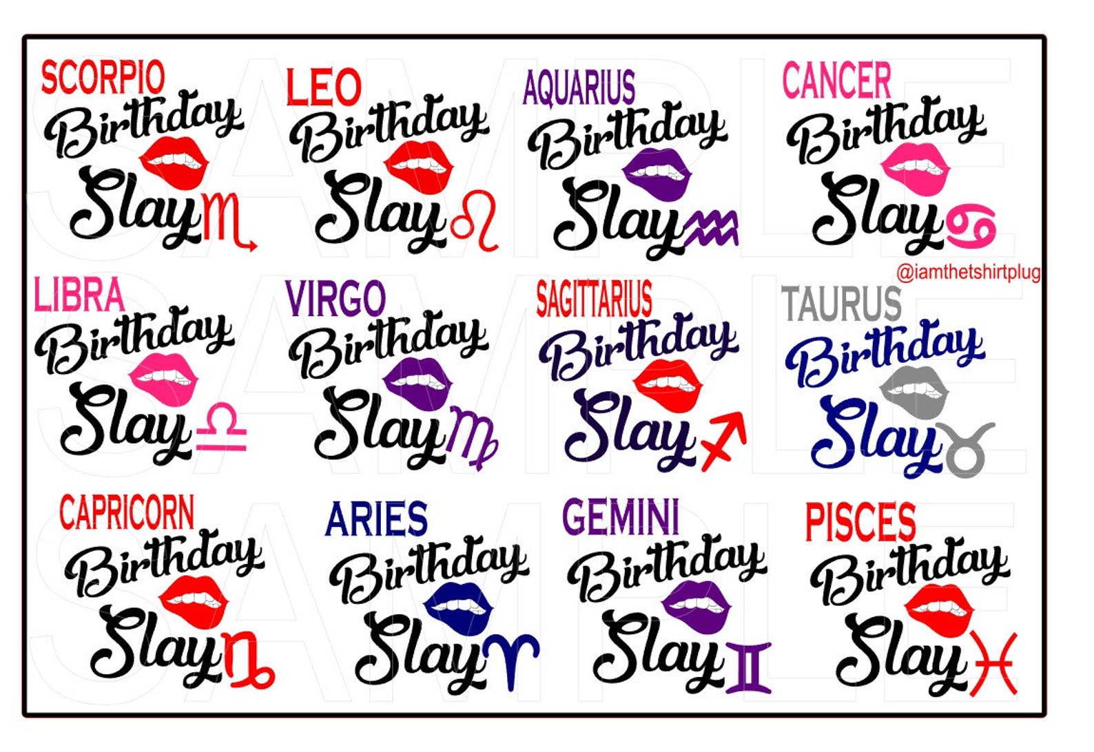 Birthday Slay Svg All 12 Zodiac Signs Included and Mockup Svg | Etsy