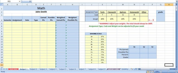Gradebook Template Excel