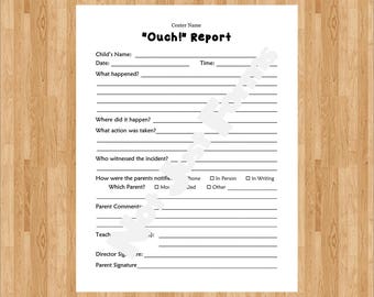 Accident Incident Report for Parents Perfect for Home - Etsy
