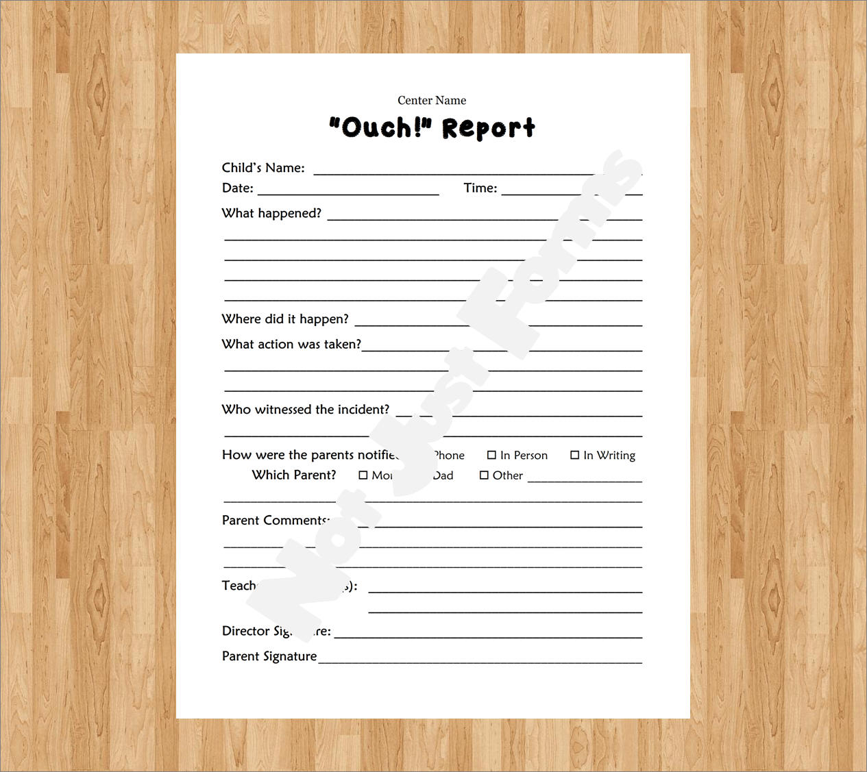 Childcare Ouch/accident Report | Editable | Printable | PDF - Etsy