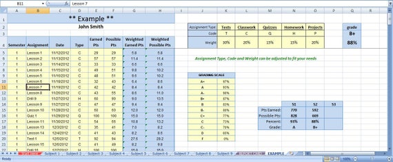 Excel Gradebook Template