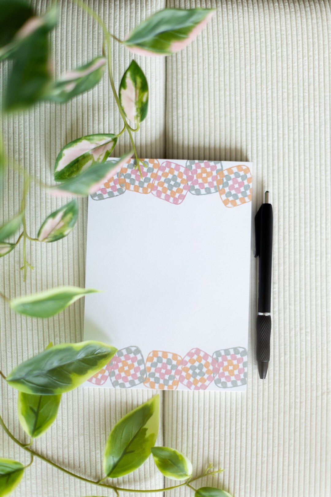 Crochet Granny Square Inspired Note Pad | Cute Crochet Stationary - Etsy