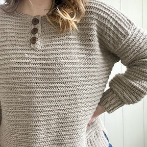 CROCHET PATTERN | Modern Henley Sweater Pullover - Etsy