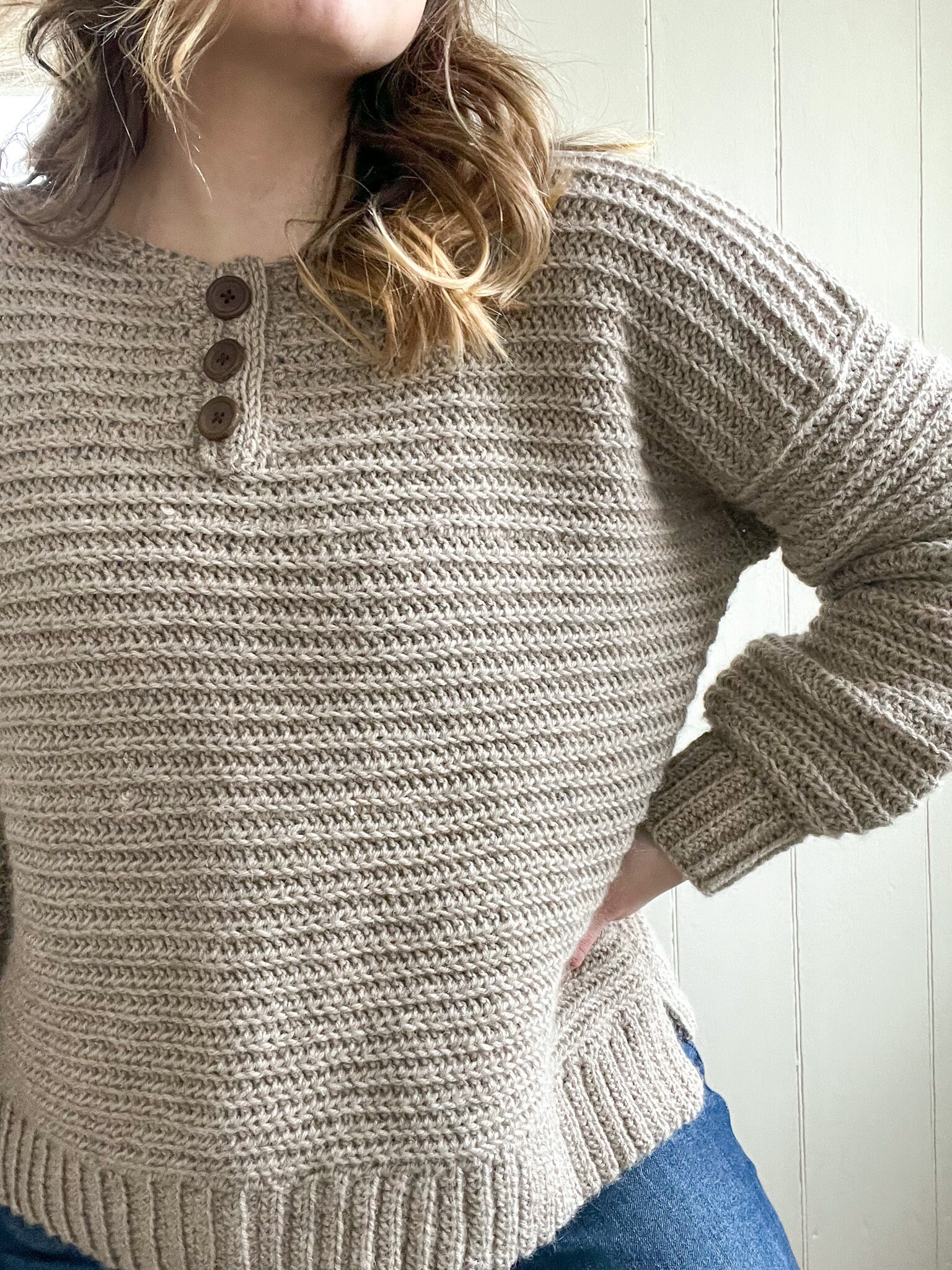 CROCHET PATTERN | Modern Henley Sweater Pullover - Etsy