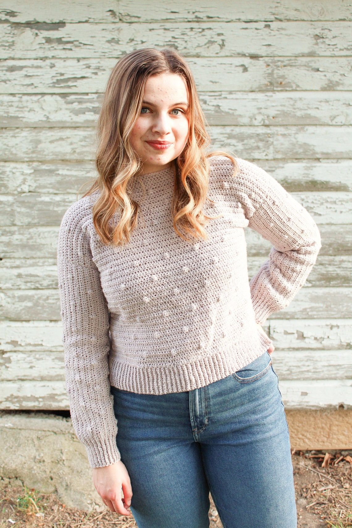CROCHET PATTERN Crochet Bobble Sweater Pattern Cropped - Etsy