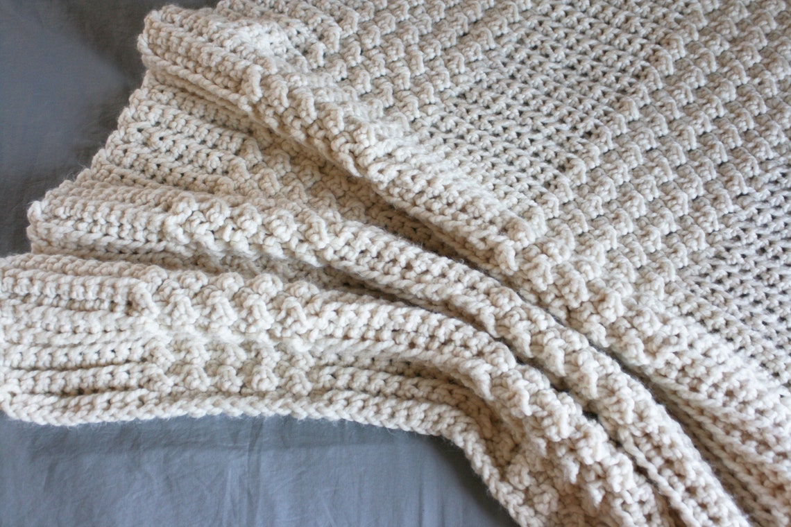 CROCHET PATTERN / Chunky Textured Ribbed Crochet Throw Pattern ...