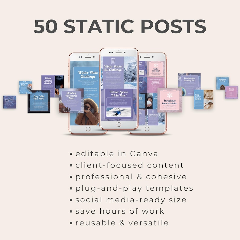 Engagement Instagram Post Templates, Community Building Winter Theme ...