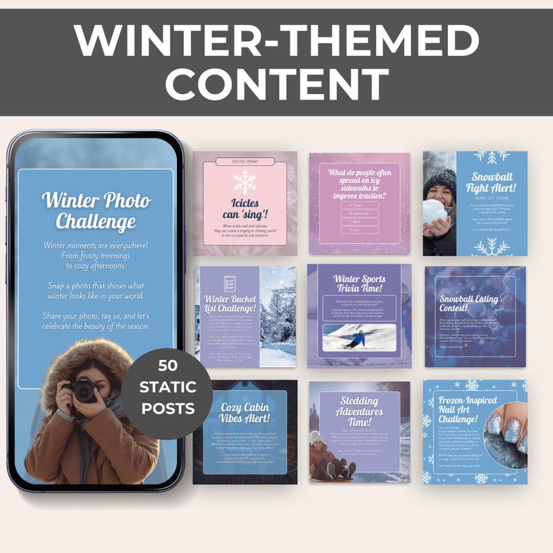 Engagement Instagram Post Templates, Community Building Winter Theme ...