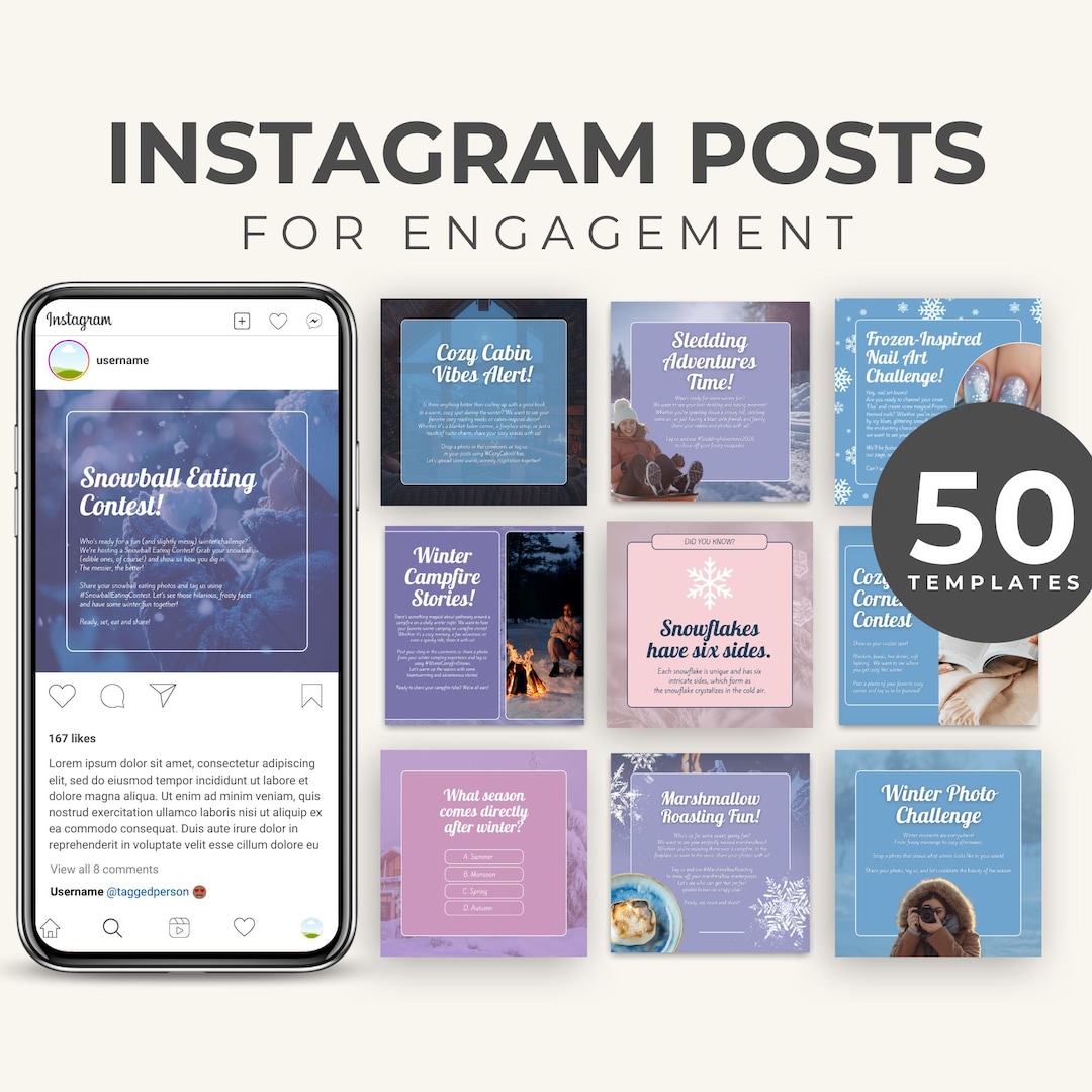 Engagement Instagram Post Templates, Community Building Winter Theme ...