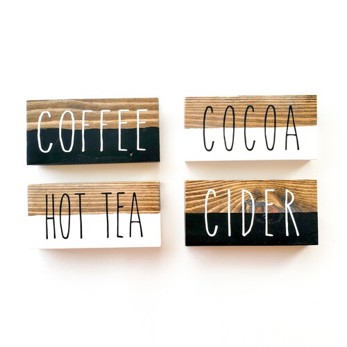 Set of 3 Beverage Sign Beverage Signs Coffee Tea Hot Cocoa - Etsy