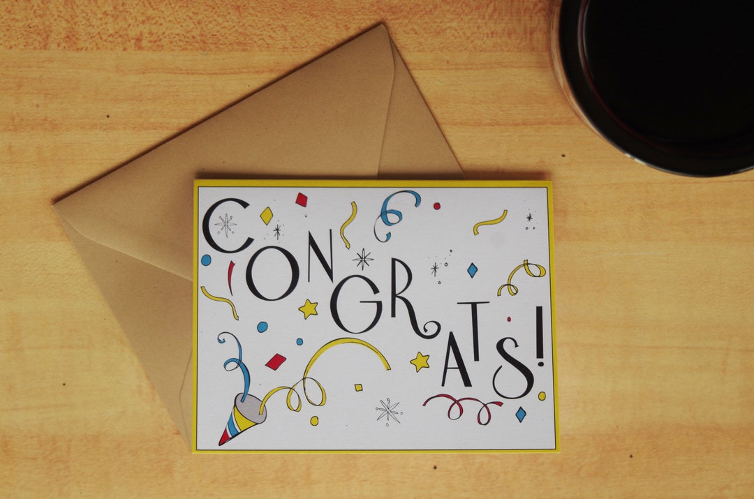 Congrats Hand-lettered Greeting Card - Etsy