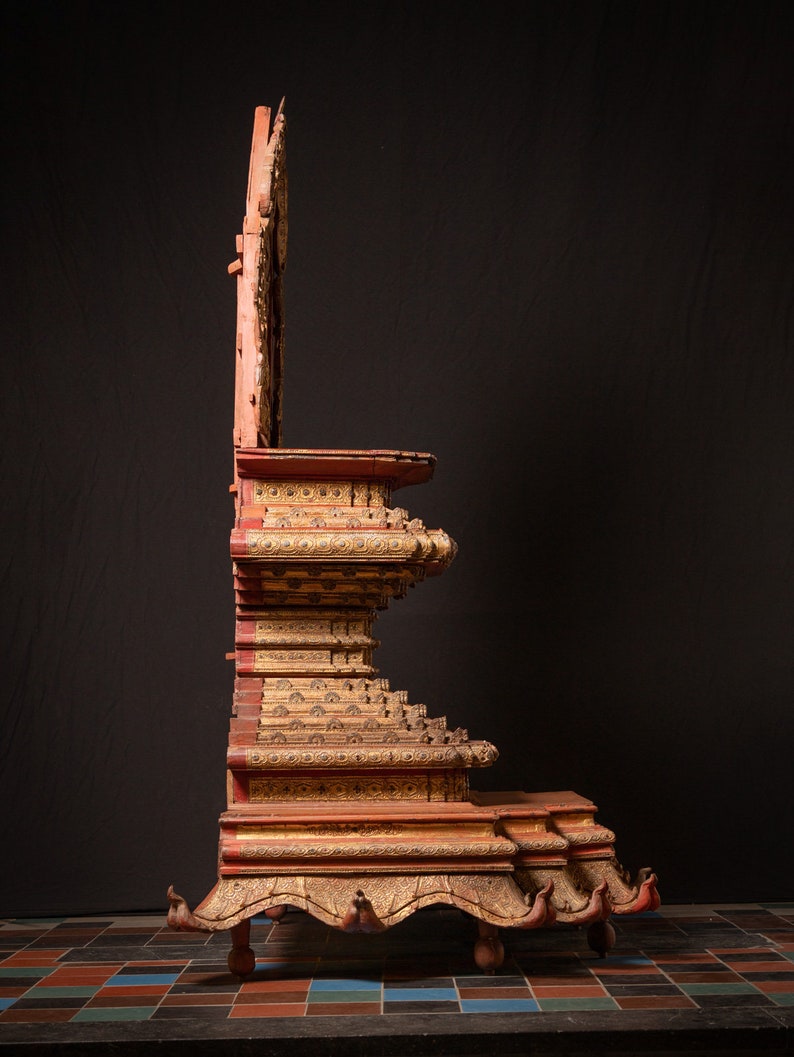 Large Antique Wooden Burmese Throne From Burma, 19th Century - Etsy
