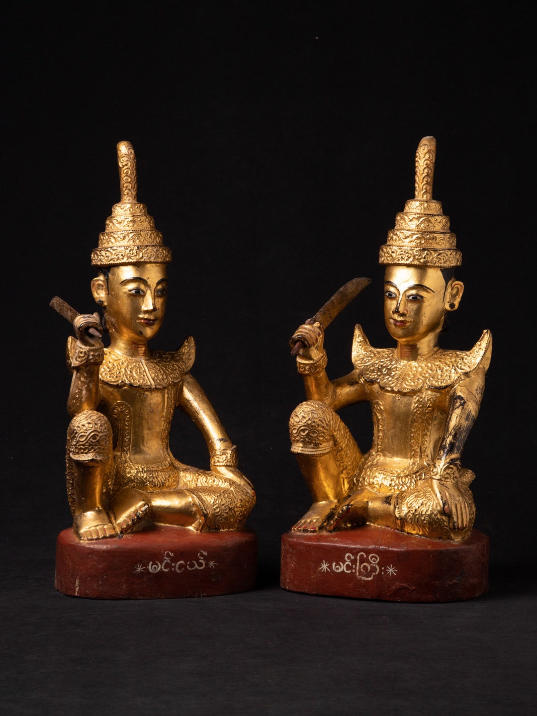 Pair of Antique Burmese Nat Statues From Burma, 19th Century - Etsy