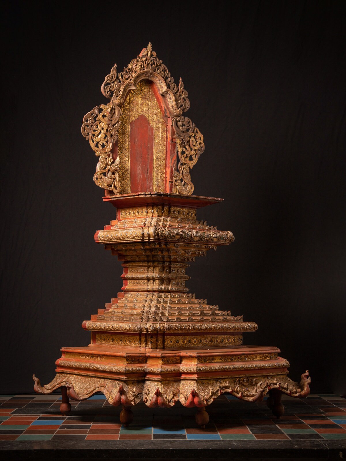 Large Antique Wooden Burmese Throne From Burma, 19th Century - Etsy
