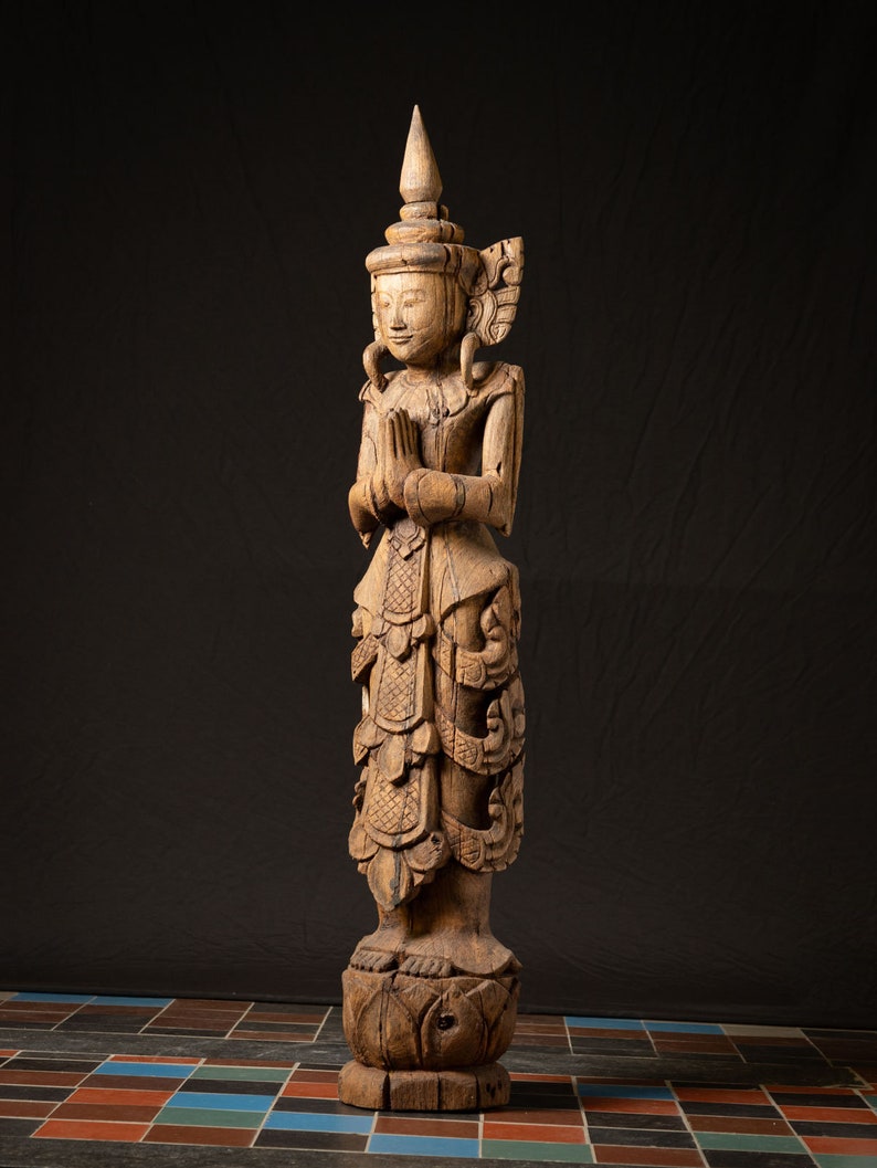 Large Antique Wooden Burmese Nat Statue From Burma, 19th Century - Etsy
