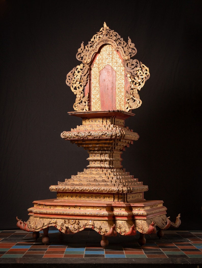 Large Antique Wooden Burmese Throne From Burma, 19th Century - Etsy
