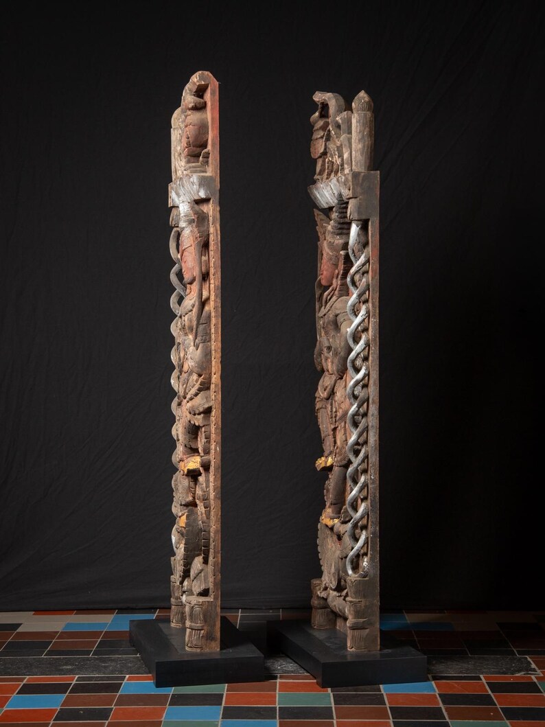 Pair Antique Wooden Burmese Temple Doors From Burma (myanmar), 19th ...