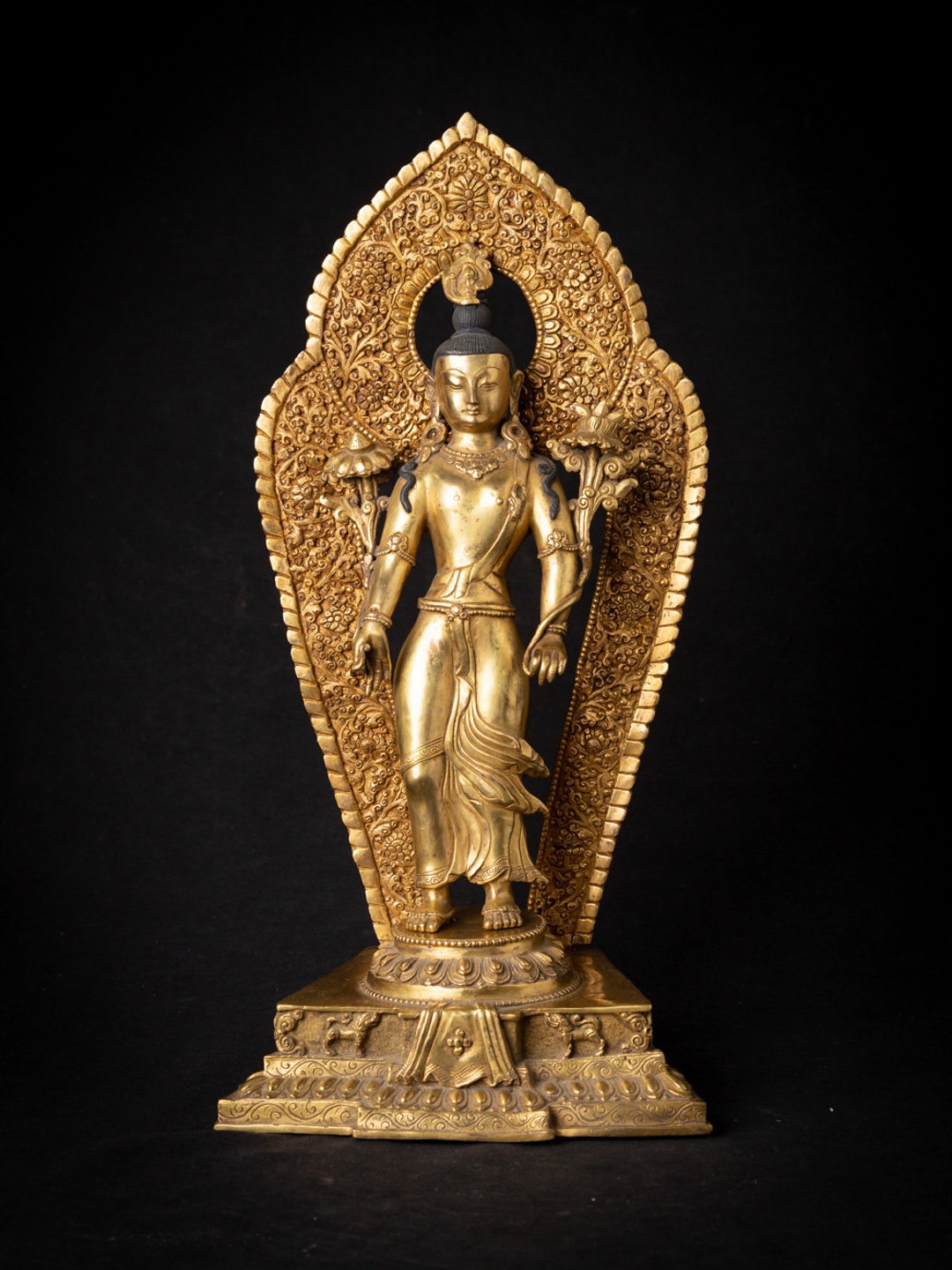 Old Bronze Nepali Lokeshwor Statue From Nepal, Middle / Late 20th ...