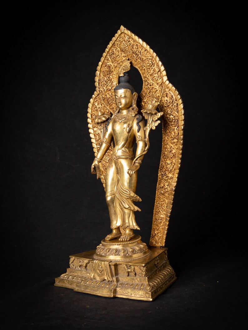 Old Bronze Nepali Lokeshwor Statue From Nepal, Middle / Late 20th ...