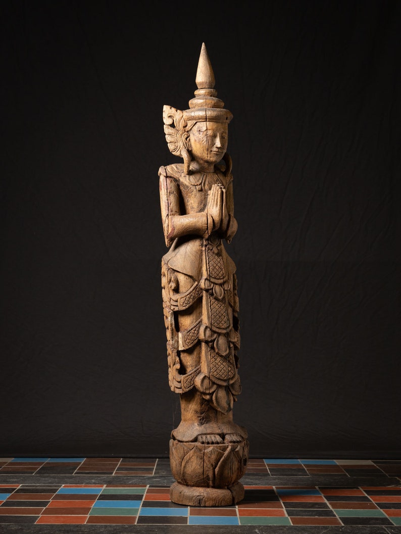 Large Antique Wooden Burmese Nat Statue From Burma, 19th Century - Etsy