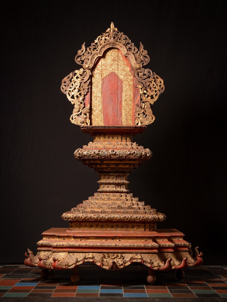 Large Antique Wooden Burmese Throne From Burma, 19th Century - Etsy