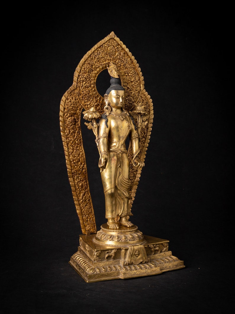 Old Bronze Nepali Lokeshwor Statue From Nepal, Middle / Late 20th ...