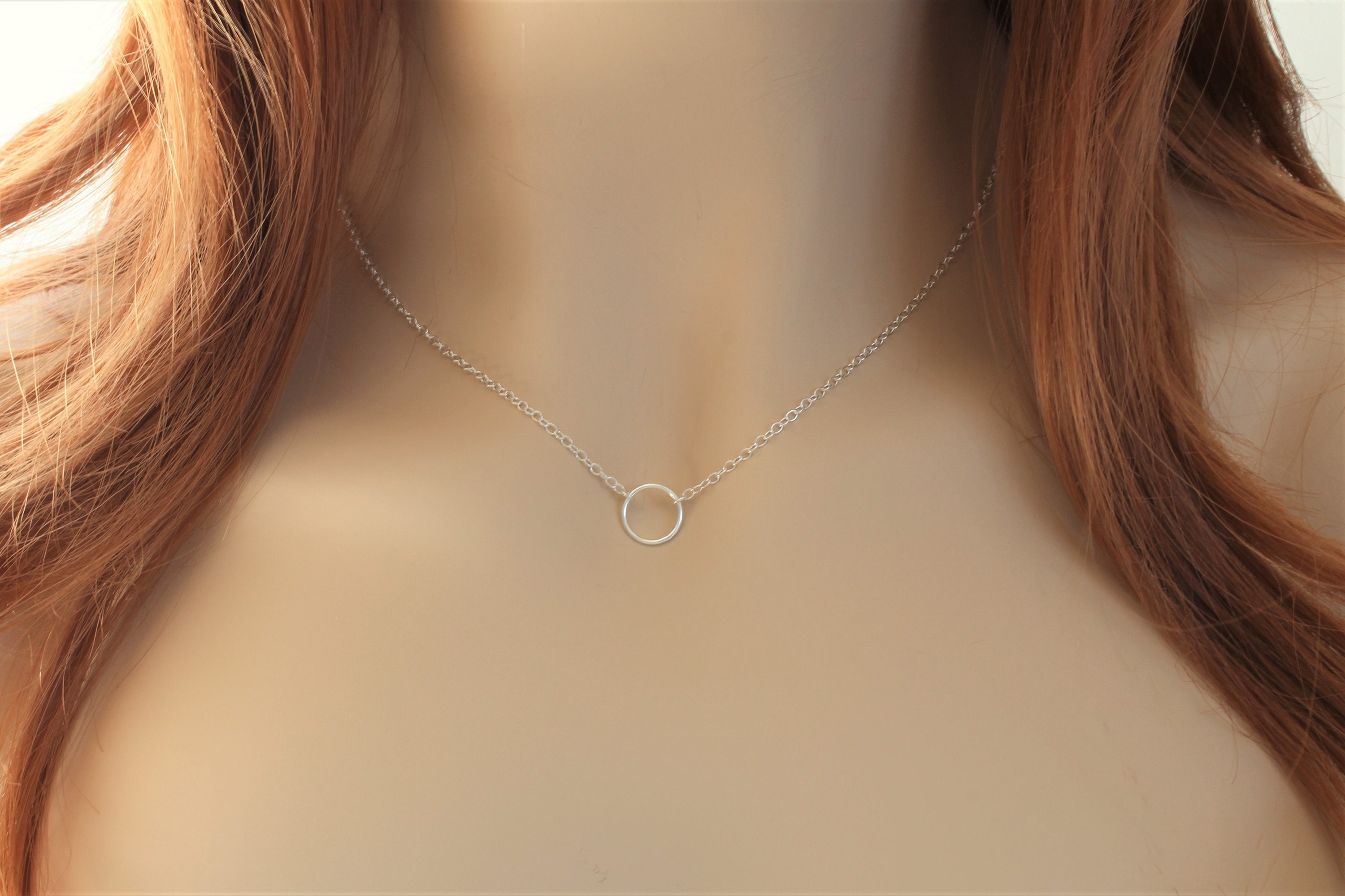 Sterling Silver Circle Karma Necklace / Minimalist Eternity | Etsy UK