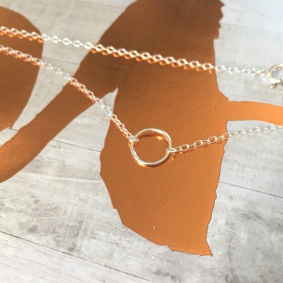 Sterling Silver Circle Karma Necklace / Minimalist Eternity | Etsy UK