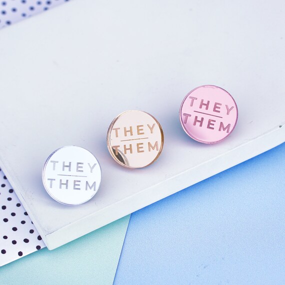 Pronoun Pin Badge They Them Pin LGBTQ Gift Pride Trans Non - Etsy