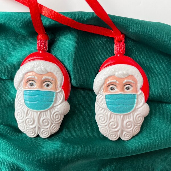 Santa With Mask Ornament - Etsy