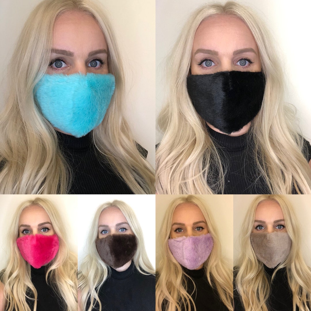 Winter Face Mask for Women, Faux Fur Warm Face Covering, Outdoor ...