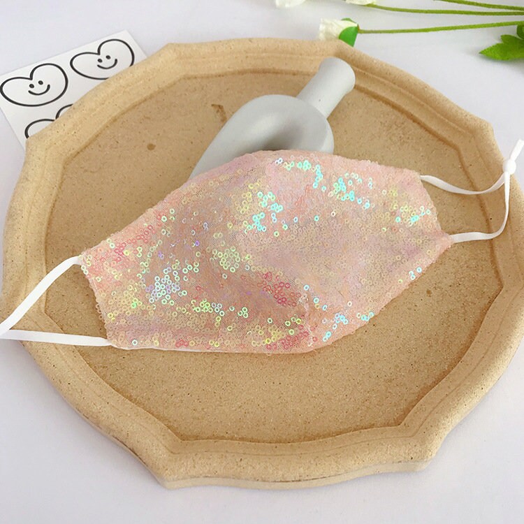 Iridescent Sequin Face Mask Sparkly Women Girl's Fashion | Etsy UK