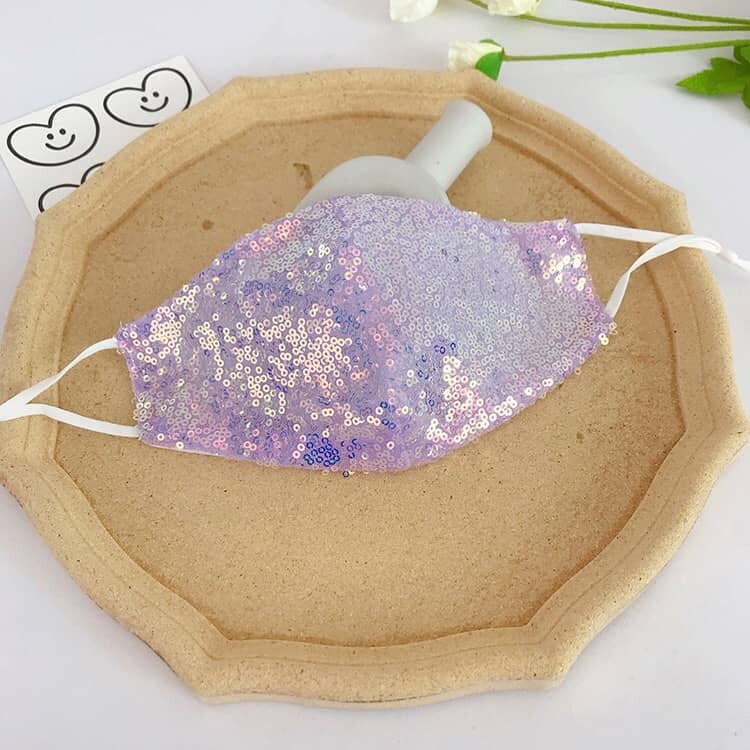 Iridescent Sequin Face Mask Sparkly Women Girl's Fashion | Etsy UK