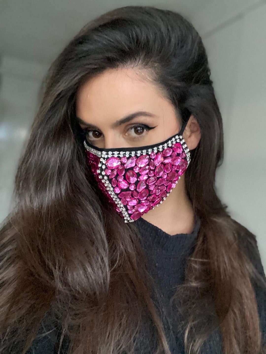 Embellished Face Mask Jewelled Reusable Washable, Rhinestone, Crystal ...