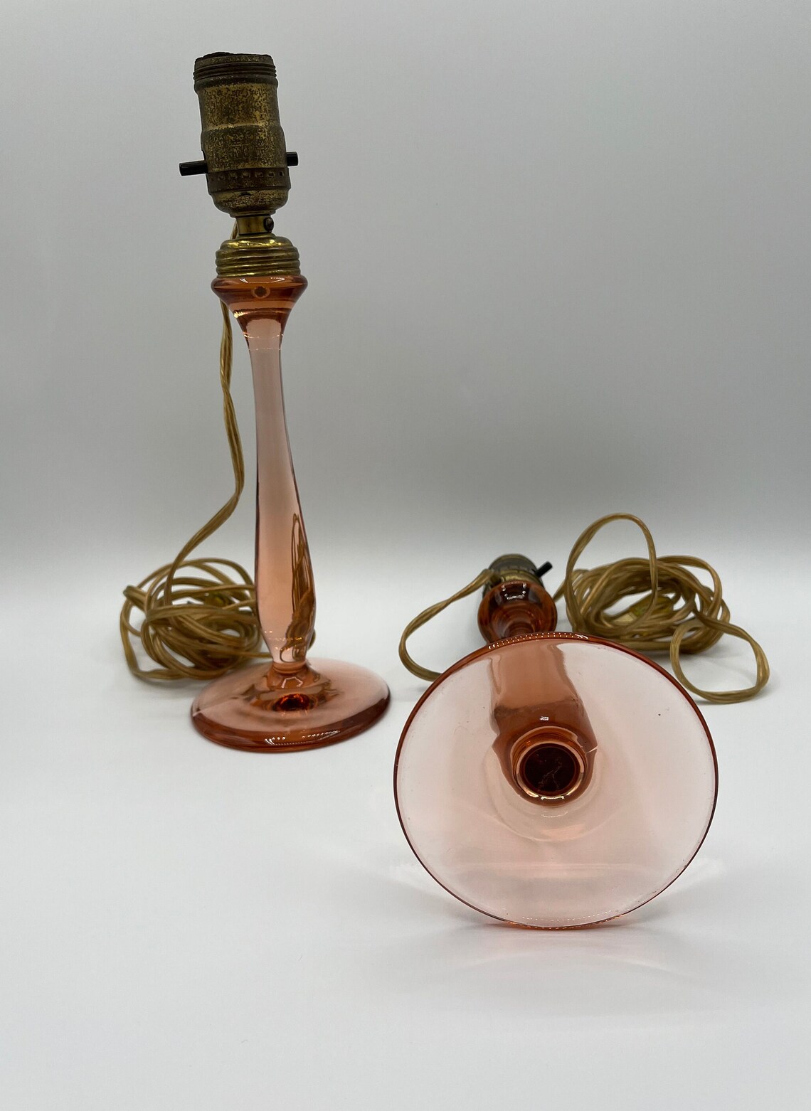 Vintage Depression Glass Boudoir LAMPS Pink Glass Working Condition - Etsy