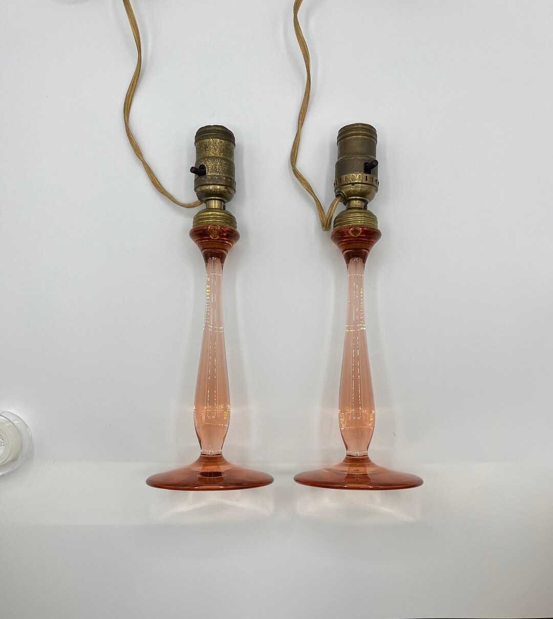 Vintage Depression Glass Boudoir LAMPS Pink Glass Working Condition - Etsy