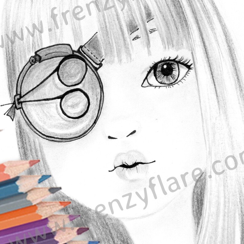 Coloring Page for Adults or Kids. Nerdy Girl With a Monocle to Color ...
