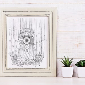 Printed Coloring Pages for Adults or Kids. Girl With Camera ...