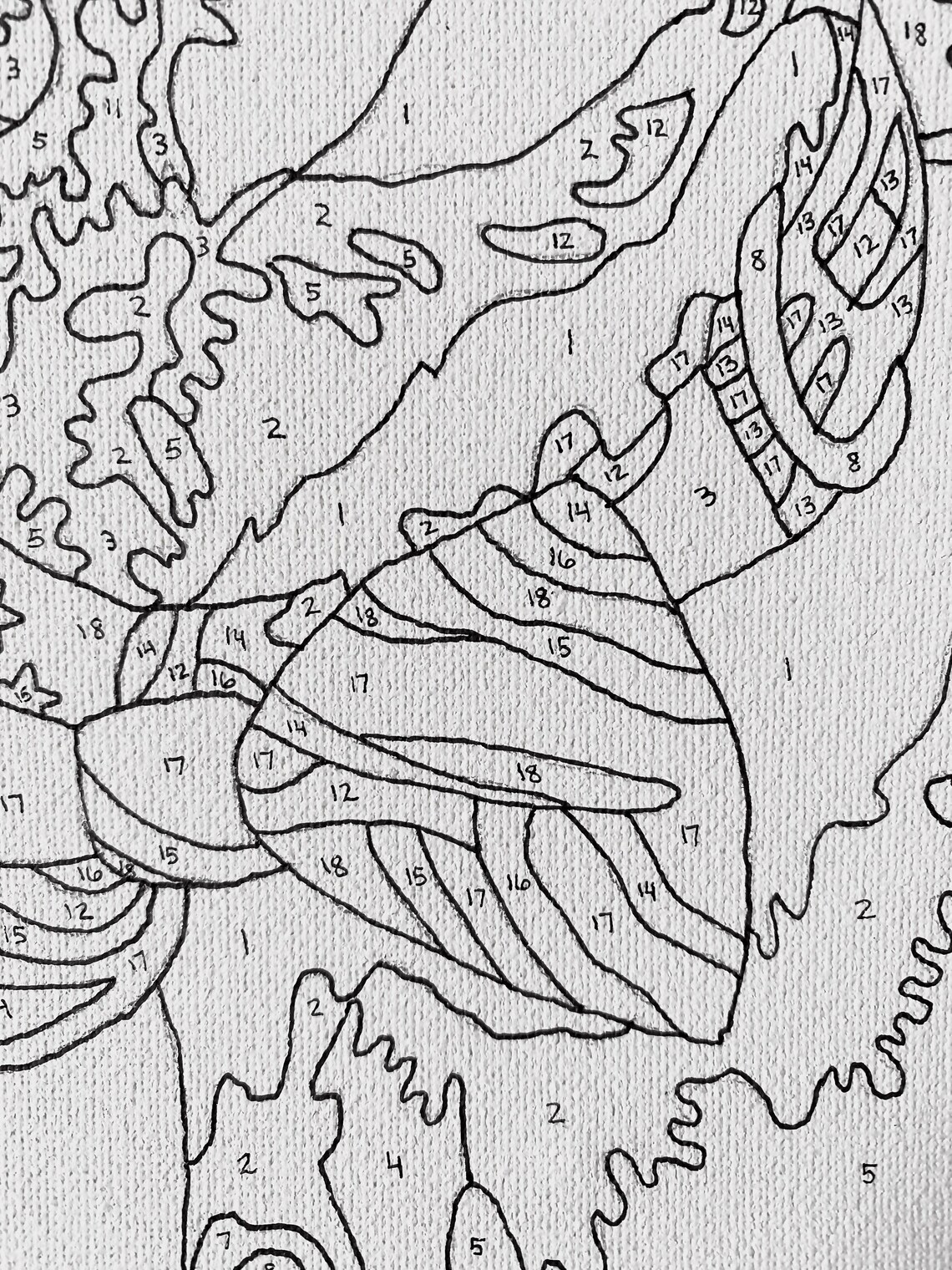 Hand-Drawn Paint by Number Kit Custom Handmade Drawing on | Etsy