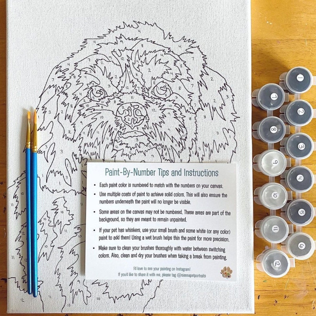 Handmade Paint by Number Kit Custom Pet Portrait Hand Drawn | Etsy