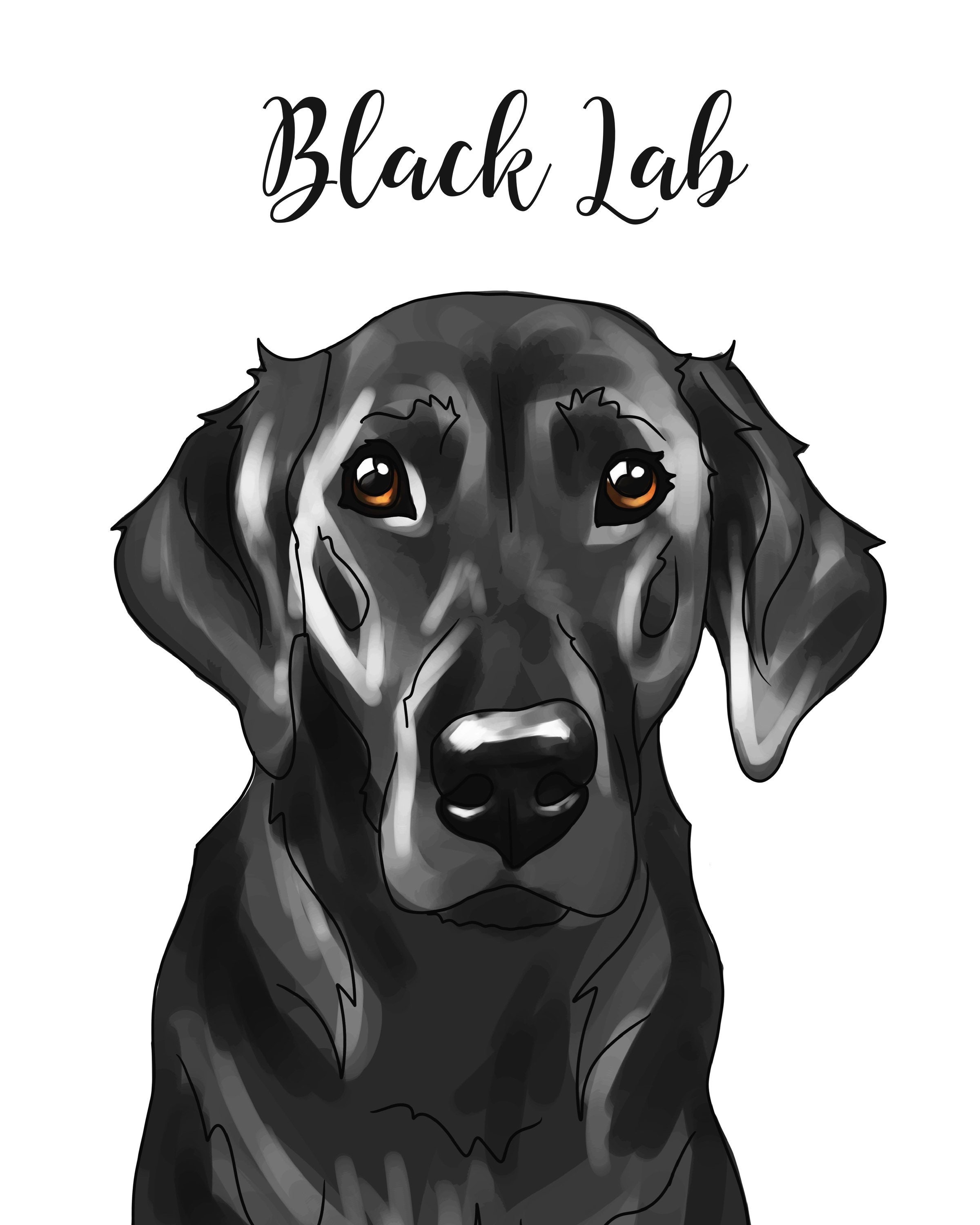 Labrador Drawing Personalized Custom Name Digital Watercolor | Etsy