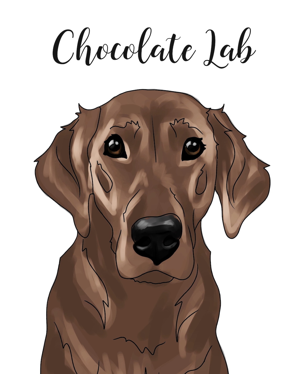 Labrador Drawing Personalized Custom Name Digital Watercolor | Etsy