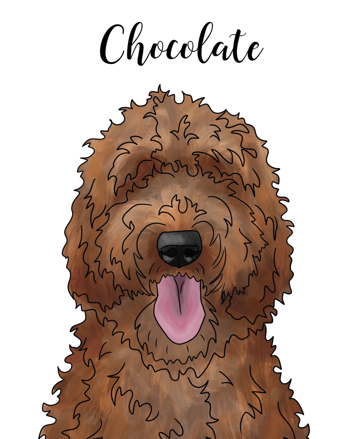 Doodle Drawing Personalized Custom Name Digital Watercolor - Etsy