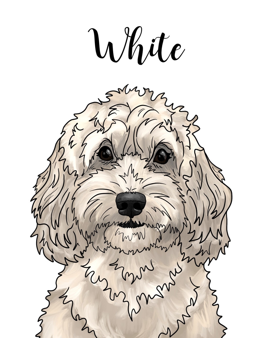 Cockapoo Print Personalized Custom Name Digital Illustration - Etsy