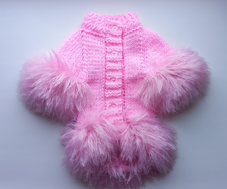 Dog Sweater With Application Panda, Cardigan for Dogs Pink Color ...