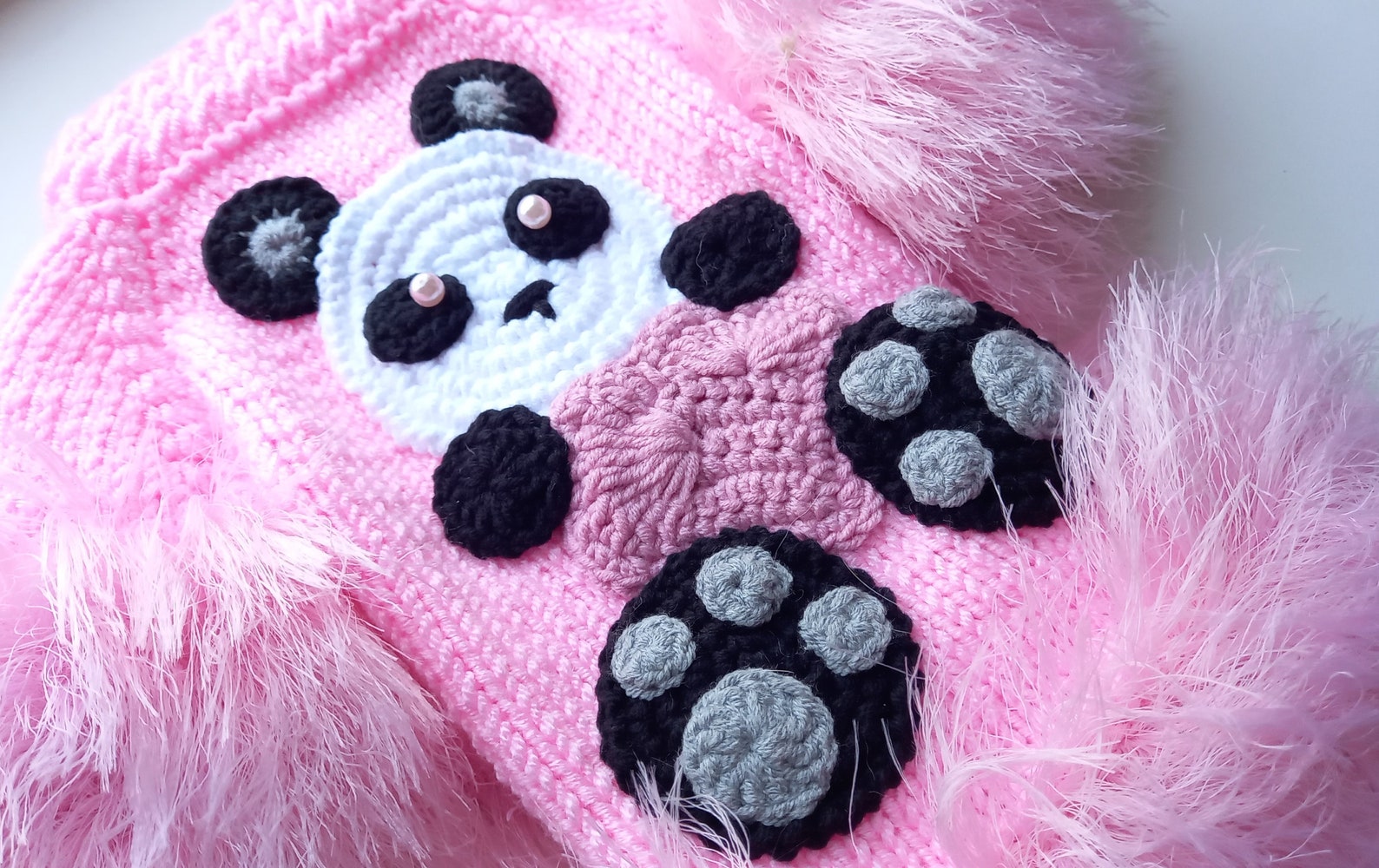 Dog Sweater With Application Panda, Cardigan for Dogs Pink Color ...