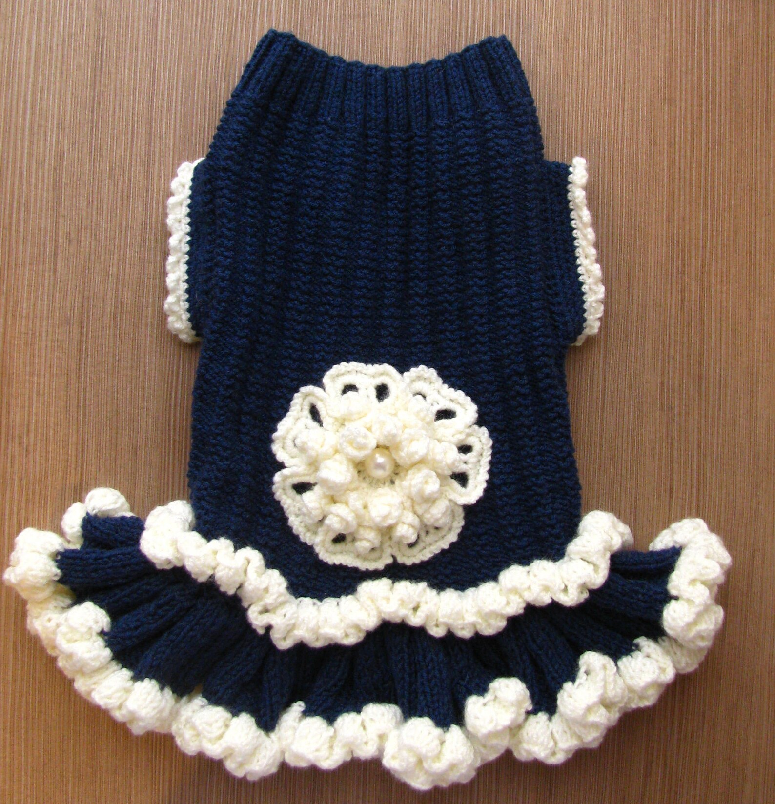 Vestido azul oscuro para perro Ropa para perros pequeños Suéter para ...