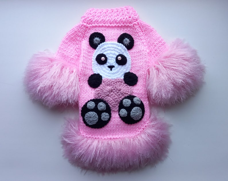 Dog Sweater With Application Panda Cardigan for Dogs Pink - Etsy