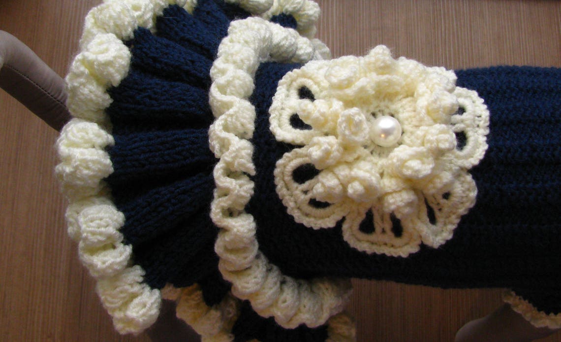 Vestido azul oscuro para perro Ropa para perros pequeños Suéter para ...